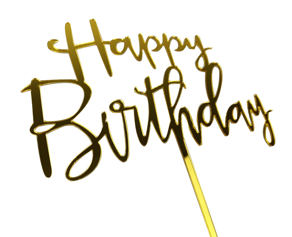 Happy Birthday Cake Toppers Gold Acrylic Durable Versatile Cake Topper, Birthday Cake for Photo Booth Props, Birthday Party Decoration Ideas