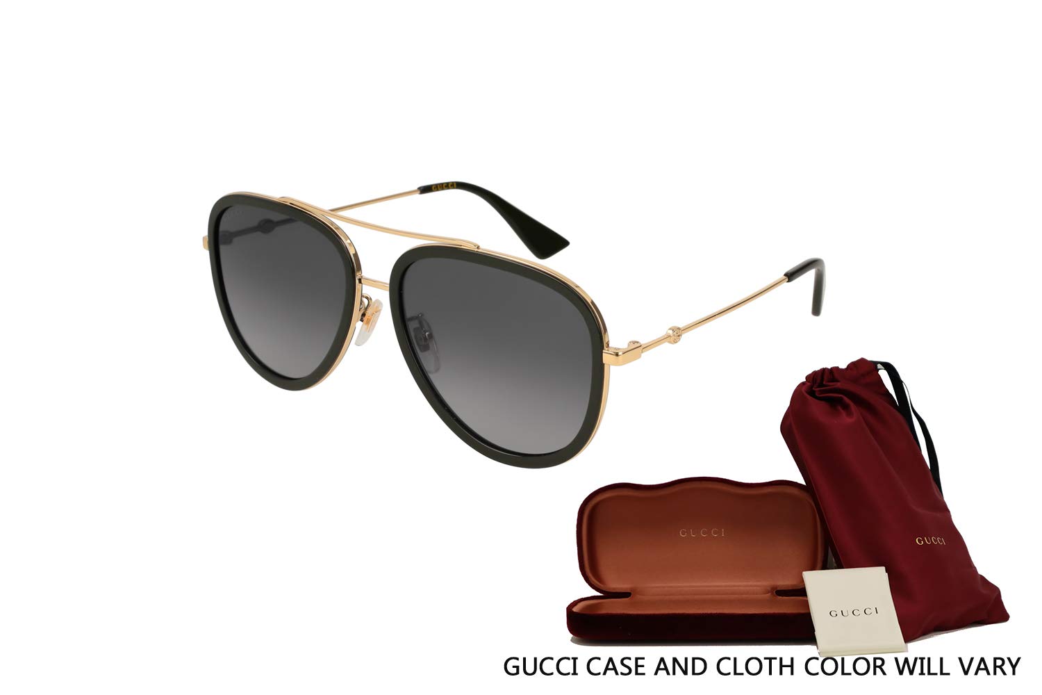 Gucci GG0062S 001 57M Gold/Gold Flash Aviator Sunglasses For Men + BUNDLE With Designer iWear Eyewear Kit