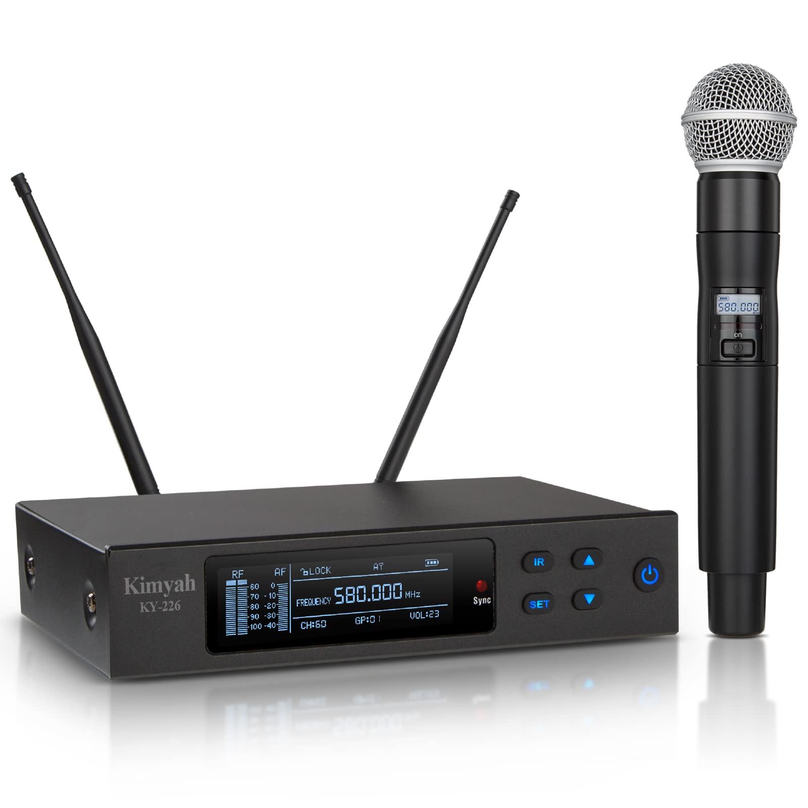 Kimyah True Diversity 492ft Wireless Handheld Microphone System, 100 Channels UHF Cordless Microphone for singing, Auto IR Connect Microphone Wireless & System Suitable for Church, Wedding,DJ, Karaoke