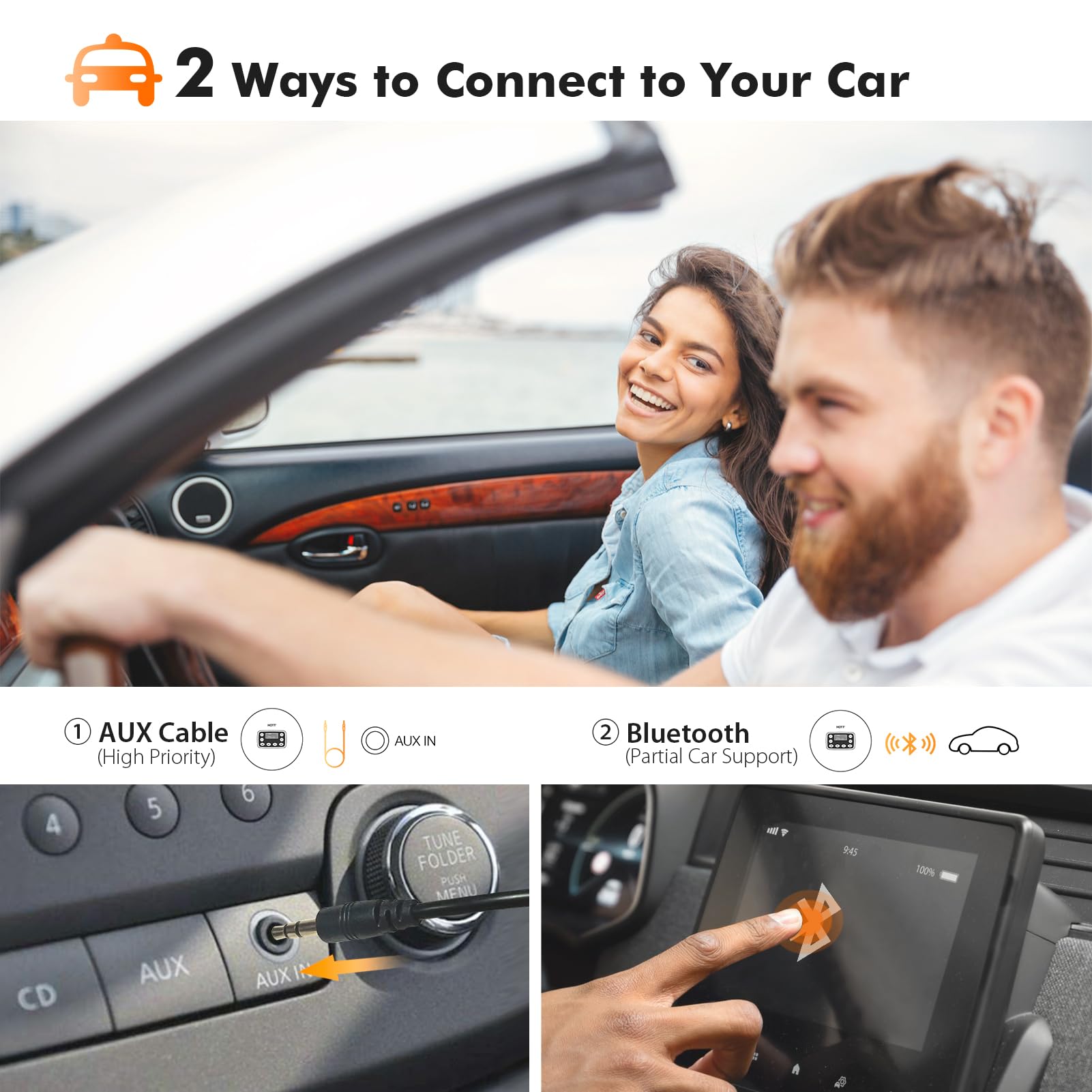 HOTT CD Player Portable with Bluetooth, Portable CD Player, CD-R,MP3 USB Rechargeable Walkman CD Player with Headphones and AUX Cable for Car Travel, Discman CD Player with Shockproof (CD711T)