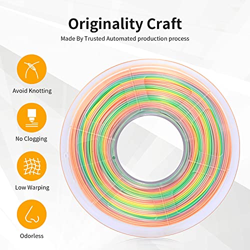 SUNLU Rainbow Silk PLA+ 3D Printer Filament PLA Rainbow 3D Printer Filament, 3D Printing PLA+ Filament 1.75mm, 1kg(2.2LBS) Spool, Rainbow