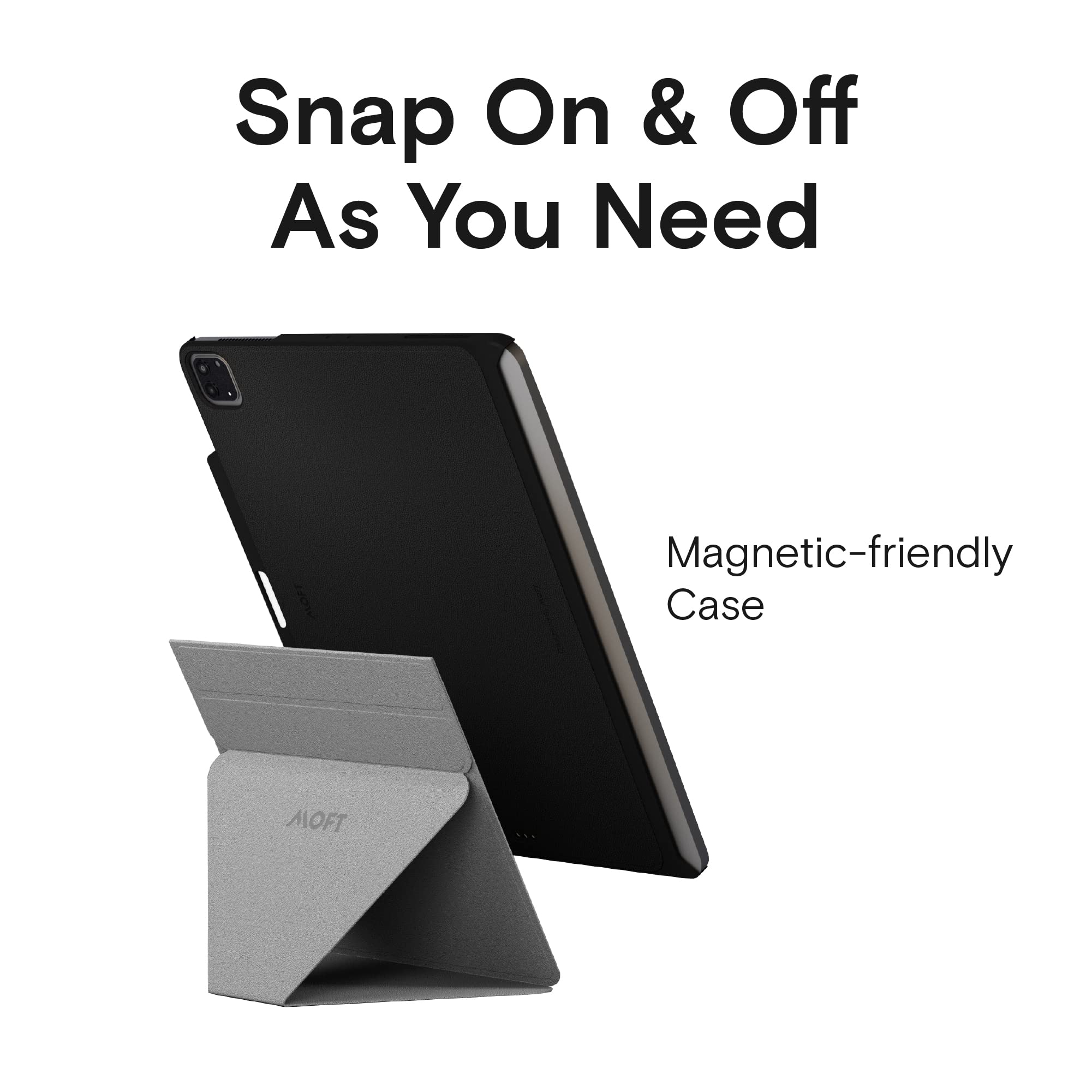 MOFT Magnetic Snap iPad Case & Stand for iPad Pro 12.9" 5th Gen, Multiple Sturdy Angles, Scratch-Resistant Vegan Leather Back