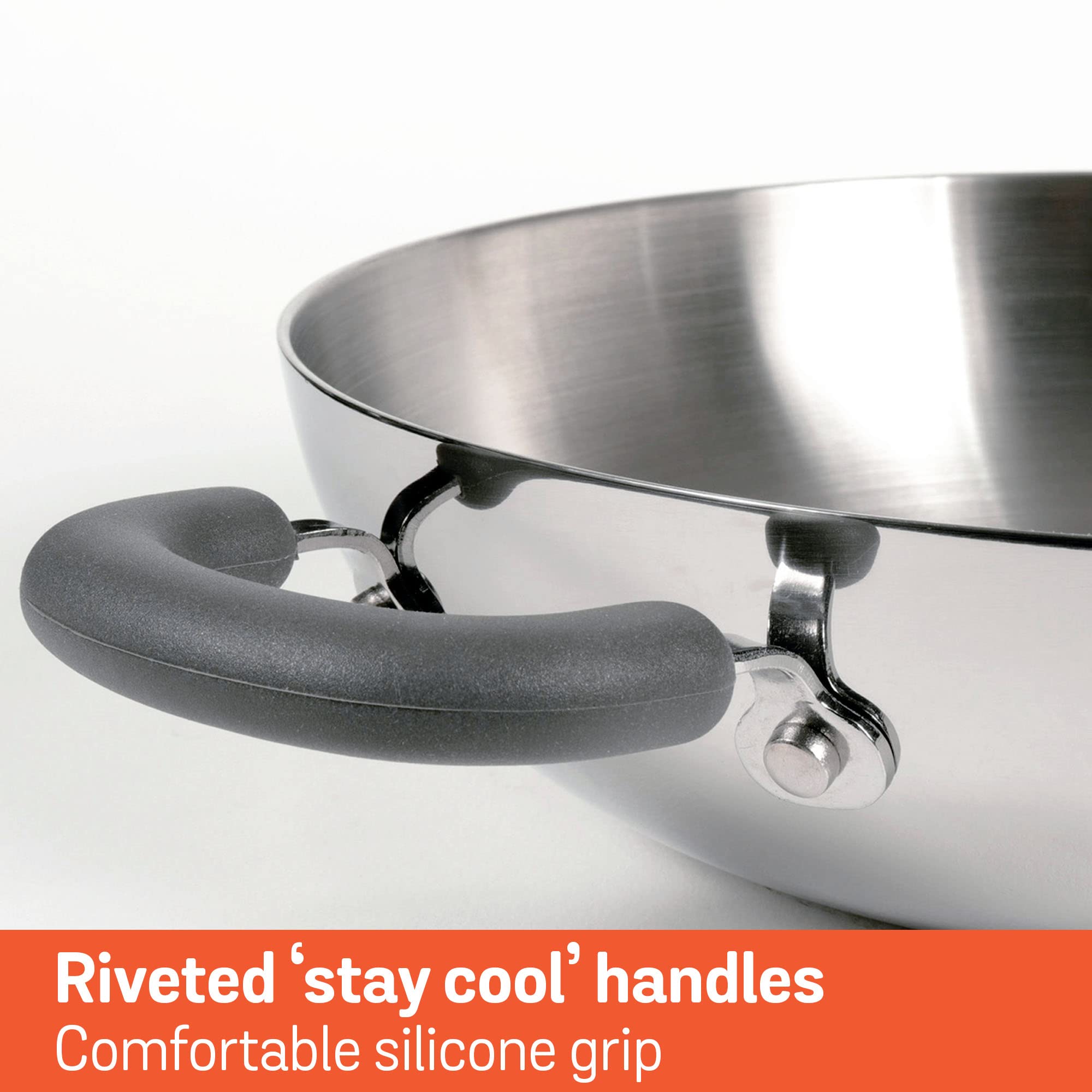 Meyer Trivantage Nickel Free Stainless Steel Triply Kadai | Steel Kadhai with Lid | Stainless Steel Cookware with Induction Base | Small Kadhai for deep Fry, 22cm, Silver