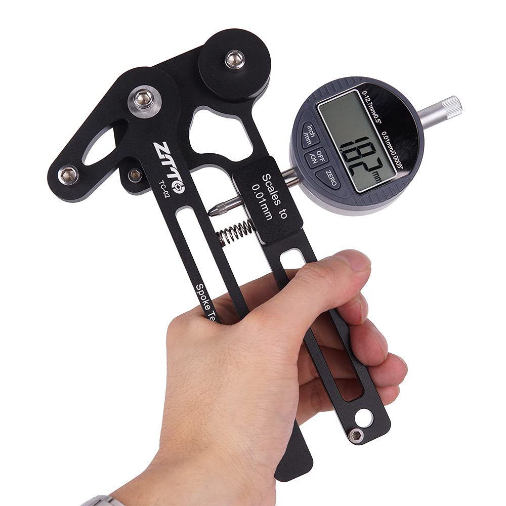 HULKWHEELS Bicycle Spoke Electronic Tension Meter Measuring Tool Aluminum Alloy Wheel Repair Tool Mountain Road Bike MTB Wheel Spokes Checker High Precision Indicator Accurate Stable (TC-02 RED -E)