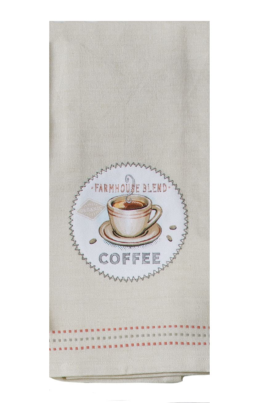 Kay Dee Designs 2 Piece Farmhouse Blend Coffee Cup Kitchen Bundle, 1 Dual Purpose Towel and 1 Tea Towel
