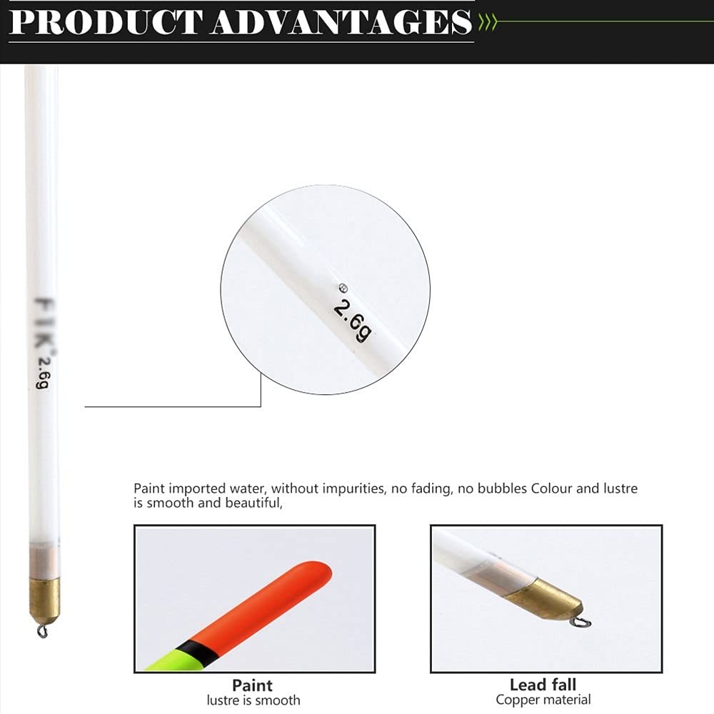 JYDBRT 10Pcs 2.0/3.0g Plastic Flotteur Buoy Clear Fishing Floats Floating Stem Tubes Kits Tackle Accessories (Size : White - 3.0)