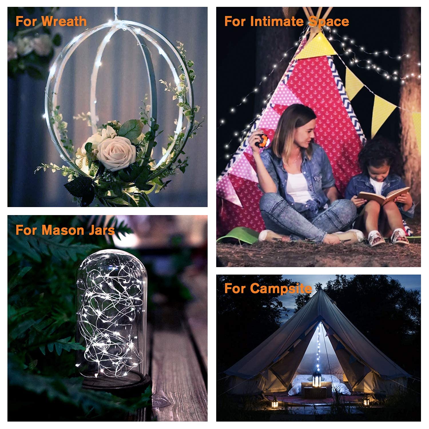 QITONG White Solar Fairy Lights Outdoor Waterproof, 2 Pack Each 33ft 100 LED Solar String Lights, 8 Modes Silver Wire Solar Christmas Twinkle Lights