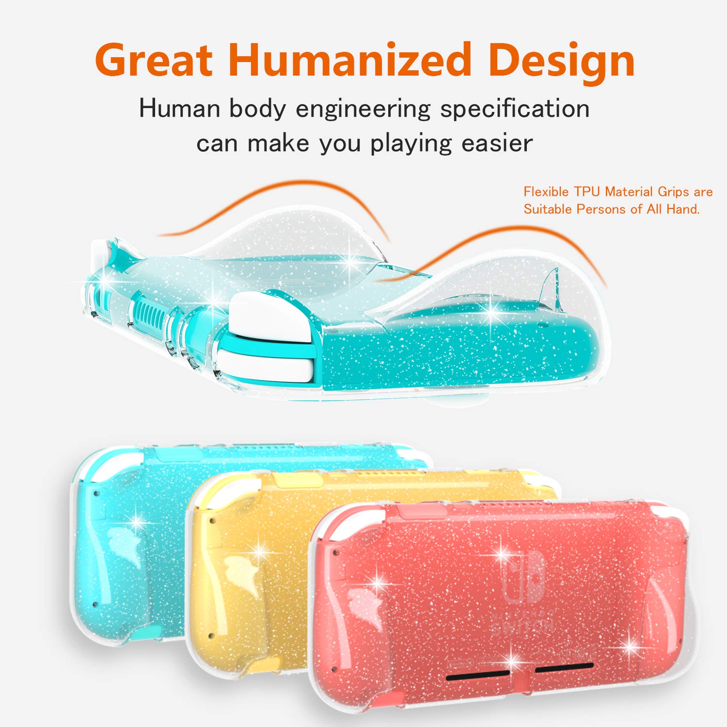 Hestia Goods Case Compatible with Nintendo Switch Lite Case, Soft TPU Glitter Cover, Screen Protector for Switch lite Console & Accessories