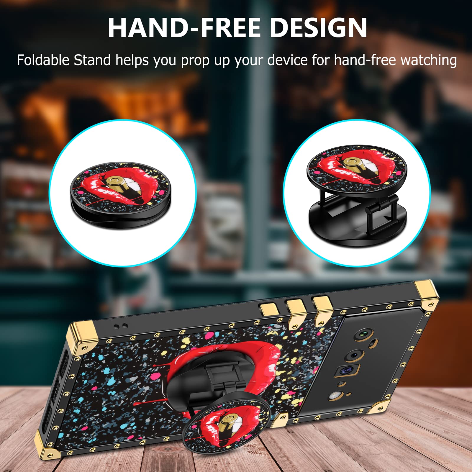 JAKPDE for Google Pixel 6 Pro 5G 2021 Case with Kickstand Cute Cover for Girls Women TPU Luxury Case with Strap Shockproof Protective Heavy Duty Case Compatible with Google Pixel 6 Pro 5G 2021 Black
