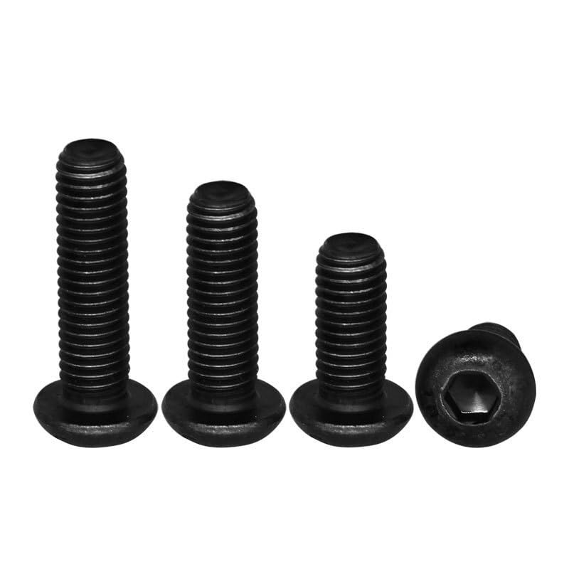 Hexagon Socket Screws Grade 10.9 Round Head Hexagon Socket Screws, high Strength Black pan Head Screws, Round Cup Bolts (Size : M5*12 5pcs)