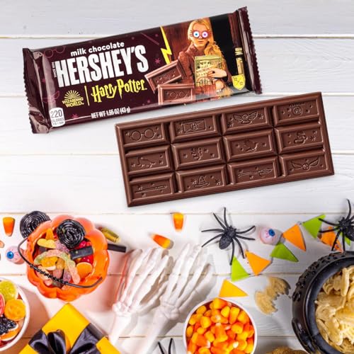 Hershey’s Milk Chocolate Harry Potter Halloween Candy Bars Bulk Pack - Individually Wrapped Full Size Candy Bars Halloween Snacks Limited Edition Designs for Kids and Adults, Gluten Free - (4 Count)