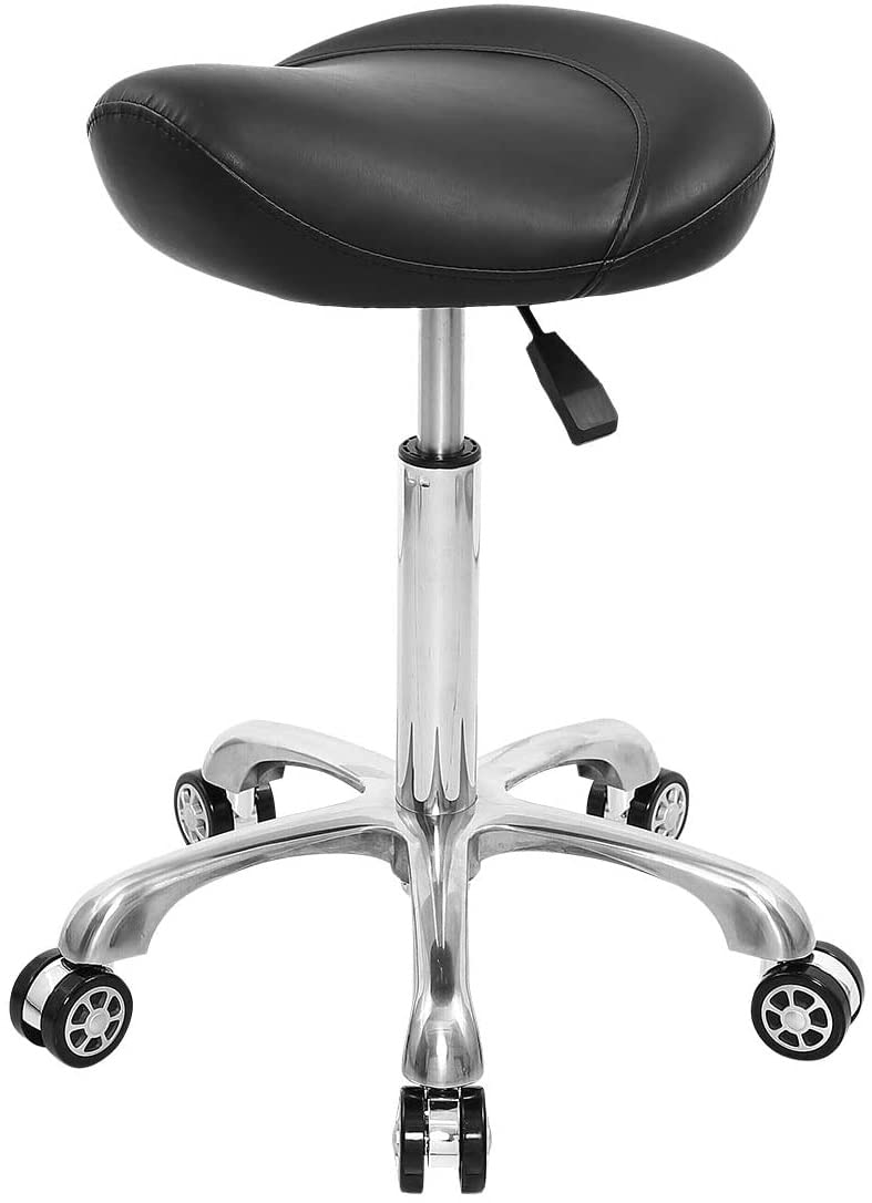 Nazalus Saddle Stool Chair Hydraulic Rolling Swivel Adjustable Stool for Salon Spa Beauty Massage Dental Clinic Home Office Use