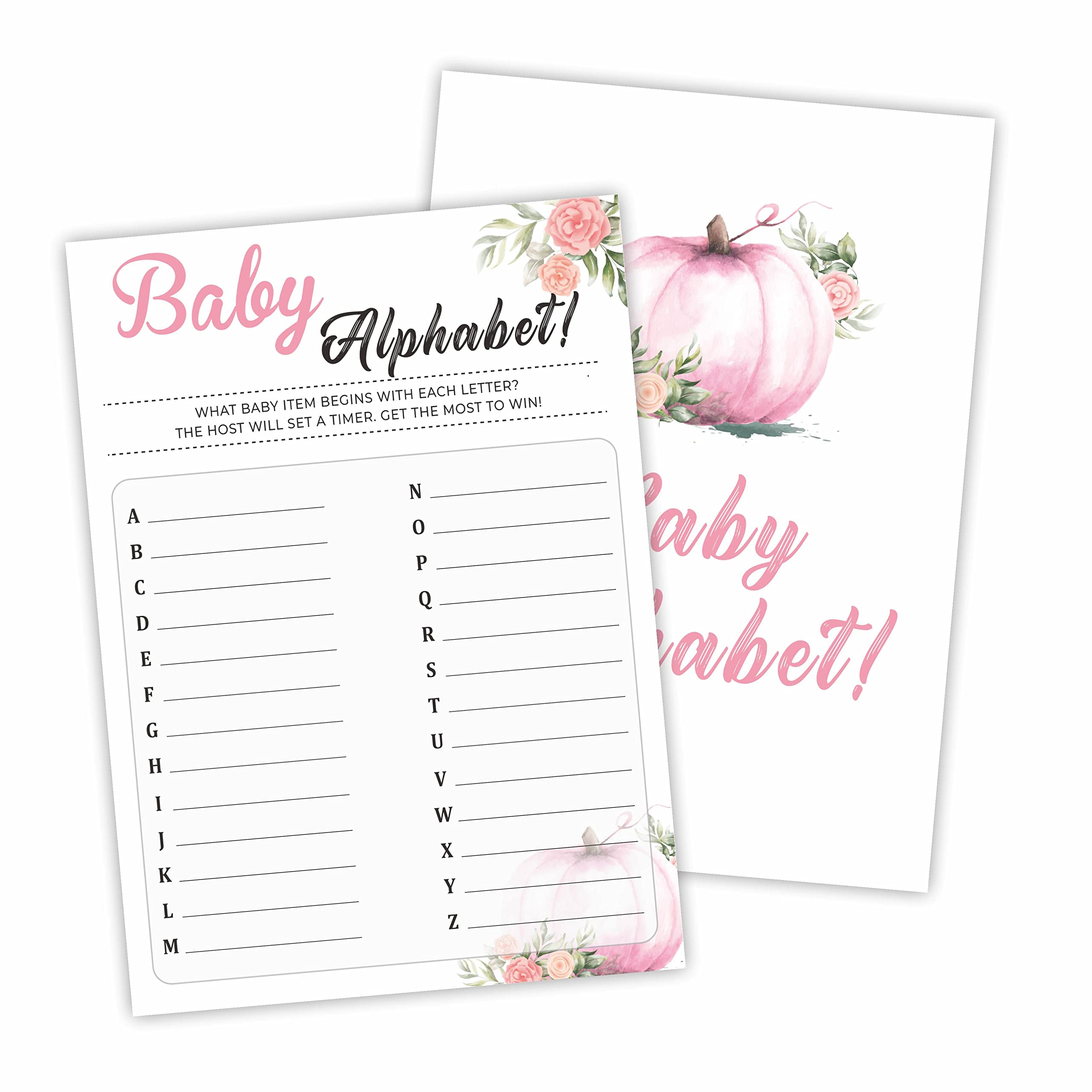 Pumpkin Themed Baby Shower Game Cards, Baby Alphabet double sided - 30 in pack (5 X 7 inches)-（BABYYX-012）