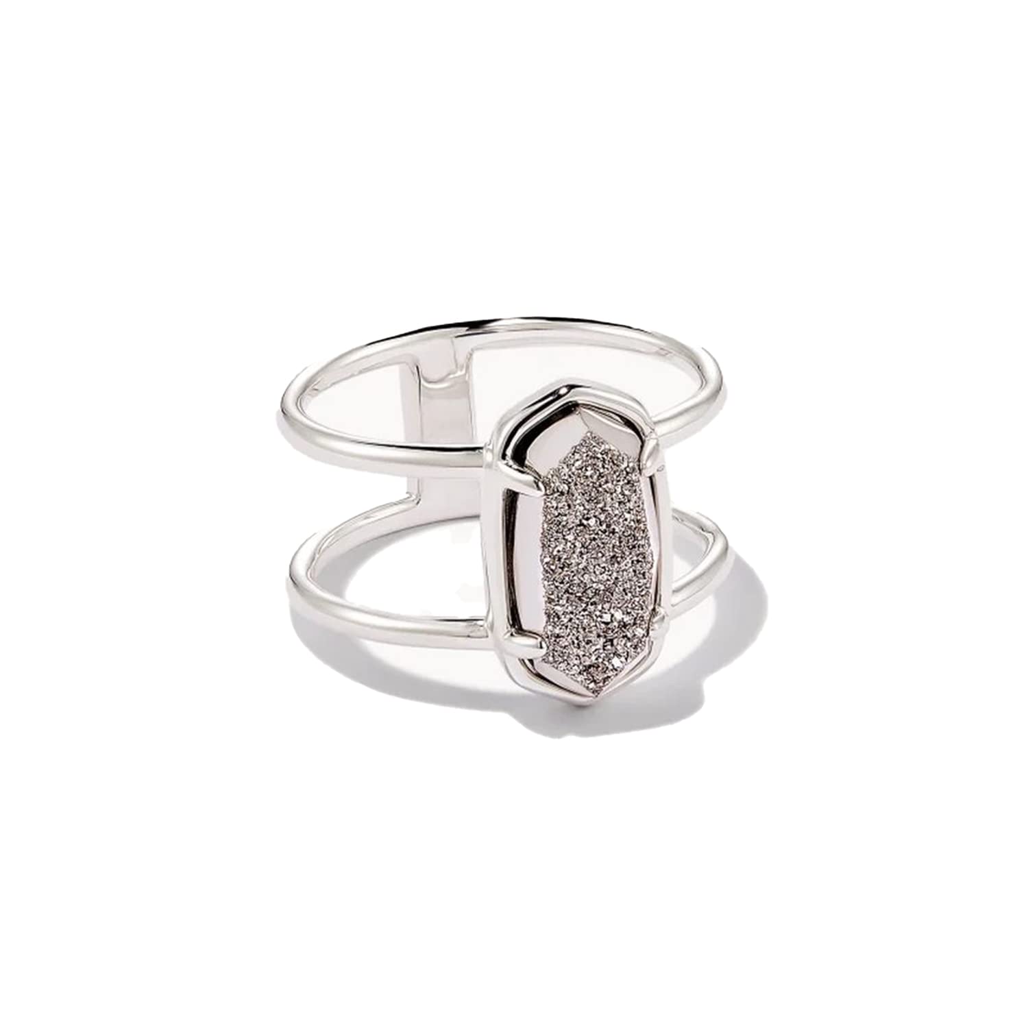 Kendra Scott Elyse Ring in Sterling Silver, Fine Jewelry for Women, Platinum Drusy, Size 7