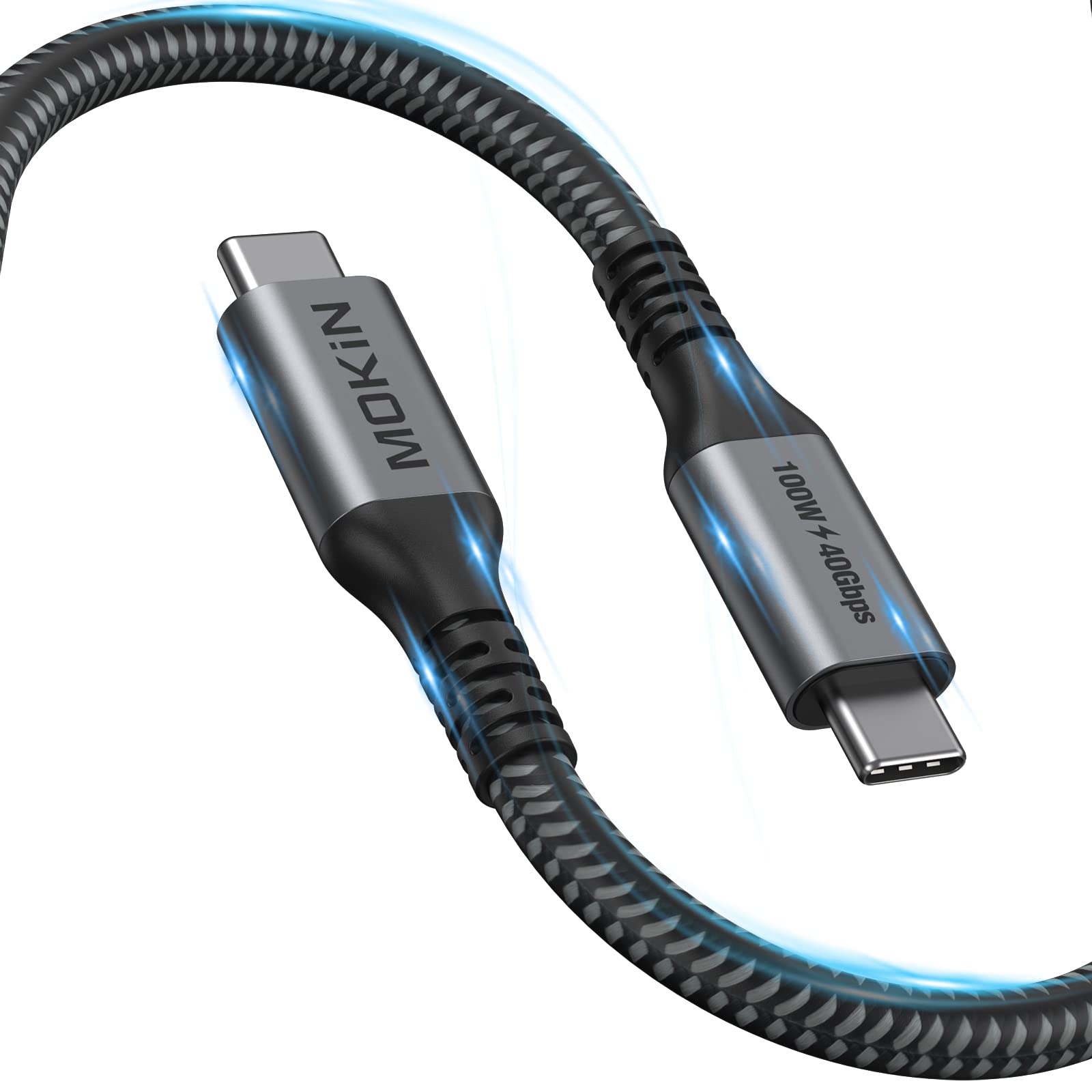 MOKiN USB 4 Cable 4ft, 40Gbps USB Cable with 100W Charging, Supports 5K or 8K Display, USB 4 Cable Compatible with MacBook, Hub, Docking, USB 4 and USB 3