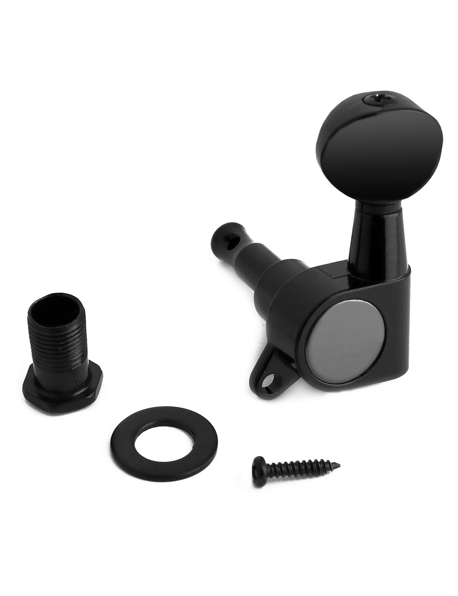 Holmer Guitar String Tuning Pegs Tuning Machines Sealed Machine Heads Grover Tuners Tuning Keys Oval Button 3 Left 3 Right for Electric Guitar or Acoustic Guitar Black.