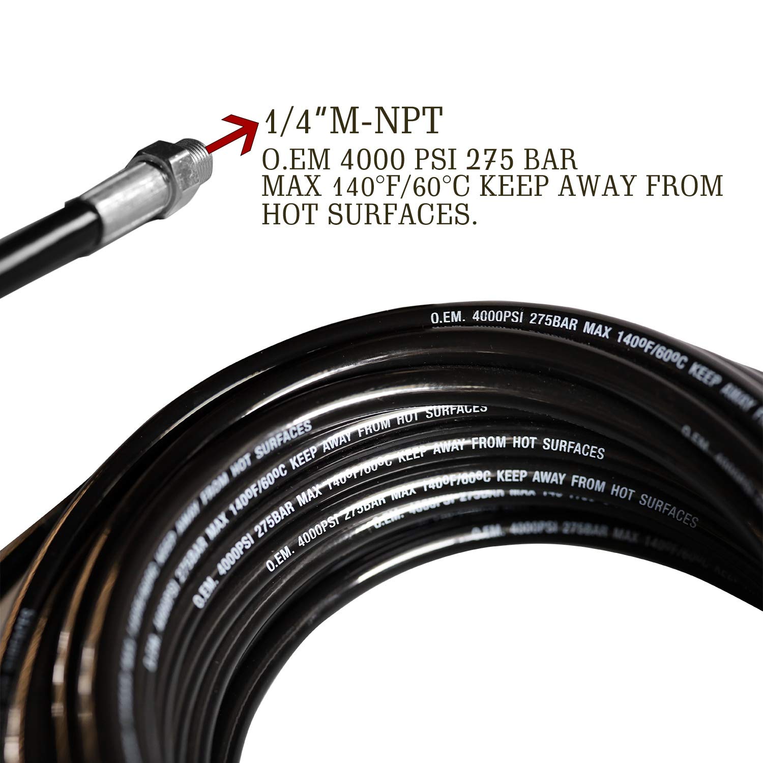 Hourleey Sewer Jetter Kit for Pressure Washer, 1/4 Inch NPT, 100 Ft Drain Cleaning Hose, Orifice 4.0 Button Nose and Rotating Sewer Jetting Nozzle, 4000 PSI