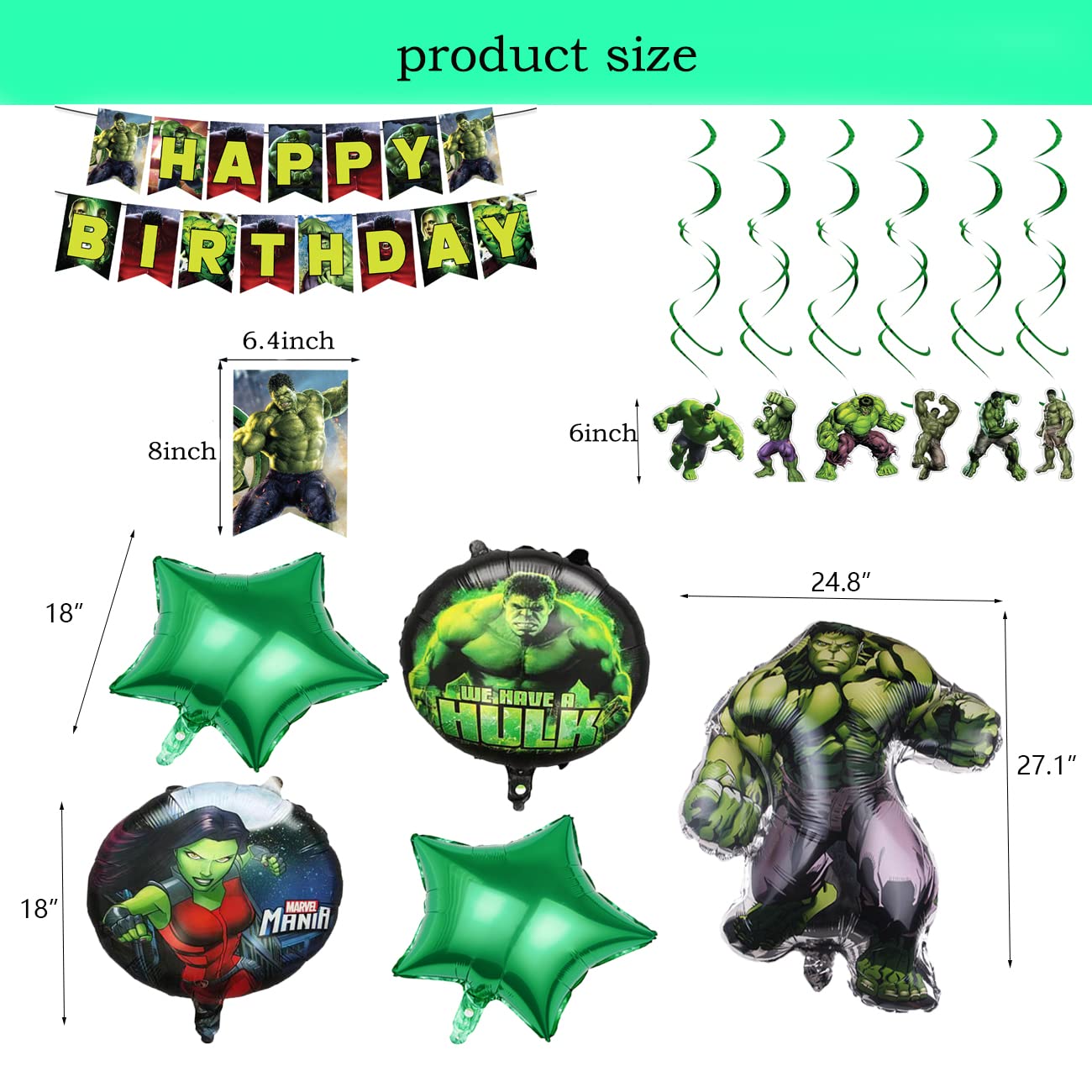 hul theme party decorations happy birthday banner hanging swirls foil balloons