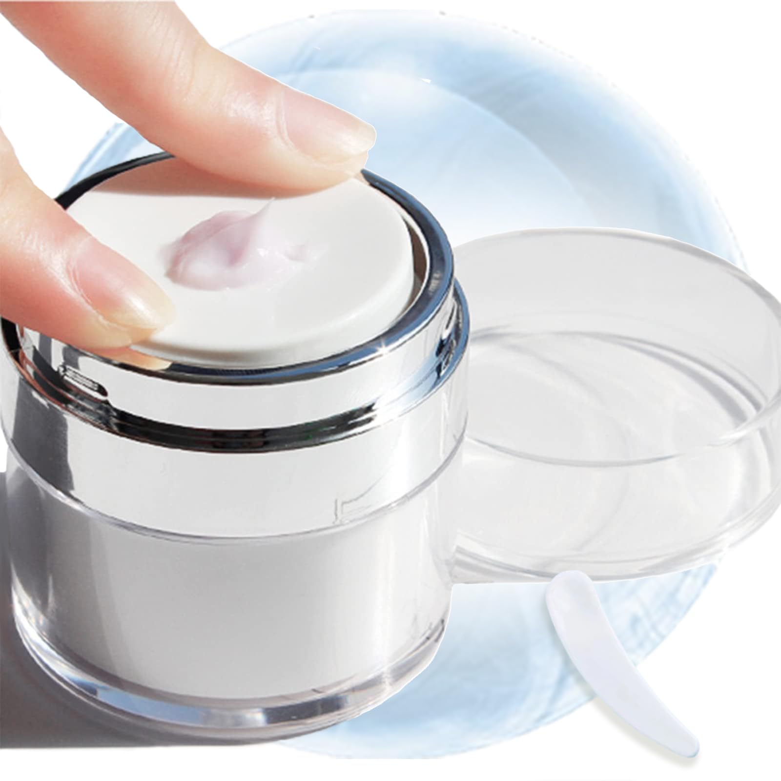 Pudier Airless Pump Jar, 15/30/50ml Refillable Skin Care Containers, Push Down Pump Dispenser Bottles for Lotions, Creams, Serums, And Makeup Travel Use
