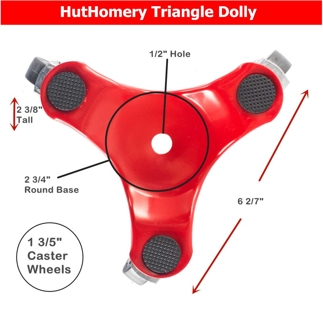 HutHomery 3 Wheel Furniture Mover’s Dolly, 6-Inch Steel Tri-Dolly, Easy Moving System for Heavy Loads in Home, Shop or Garage - 2 Pack 300-lbs Load Capacity