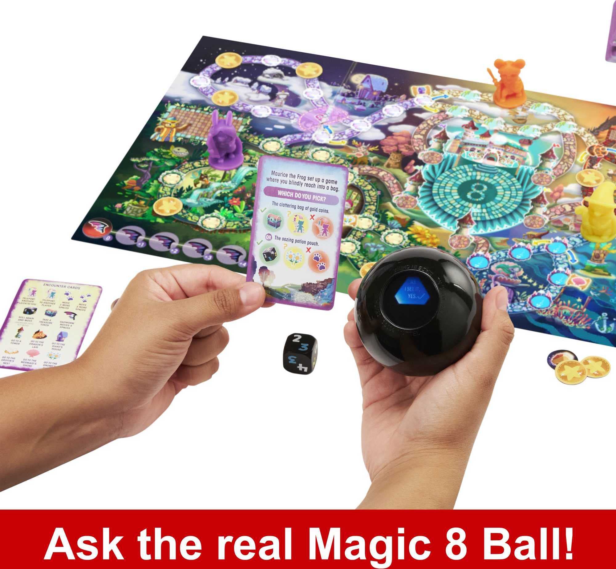 Mattel Games Magic 8 Ball Magical Encounters Board Game for Kids, Cooperative Family Game with Real Magic 8 Ball