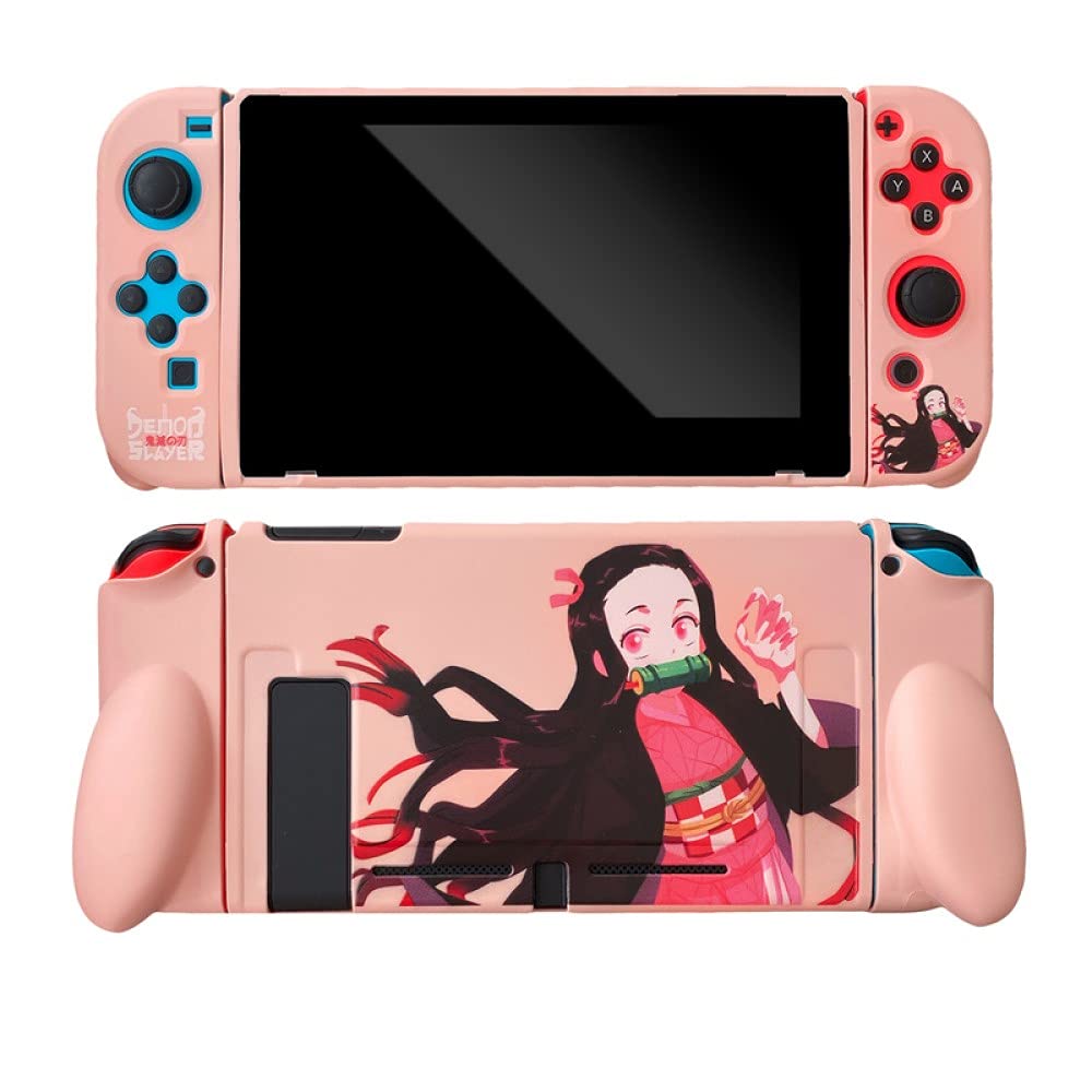 JINGz Protective Case for Switch, Anime Case Compatible with Nintendo Switch,Anime Game Accessories Soft Slim Grip Cover Shell for Console(Pink)