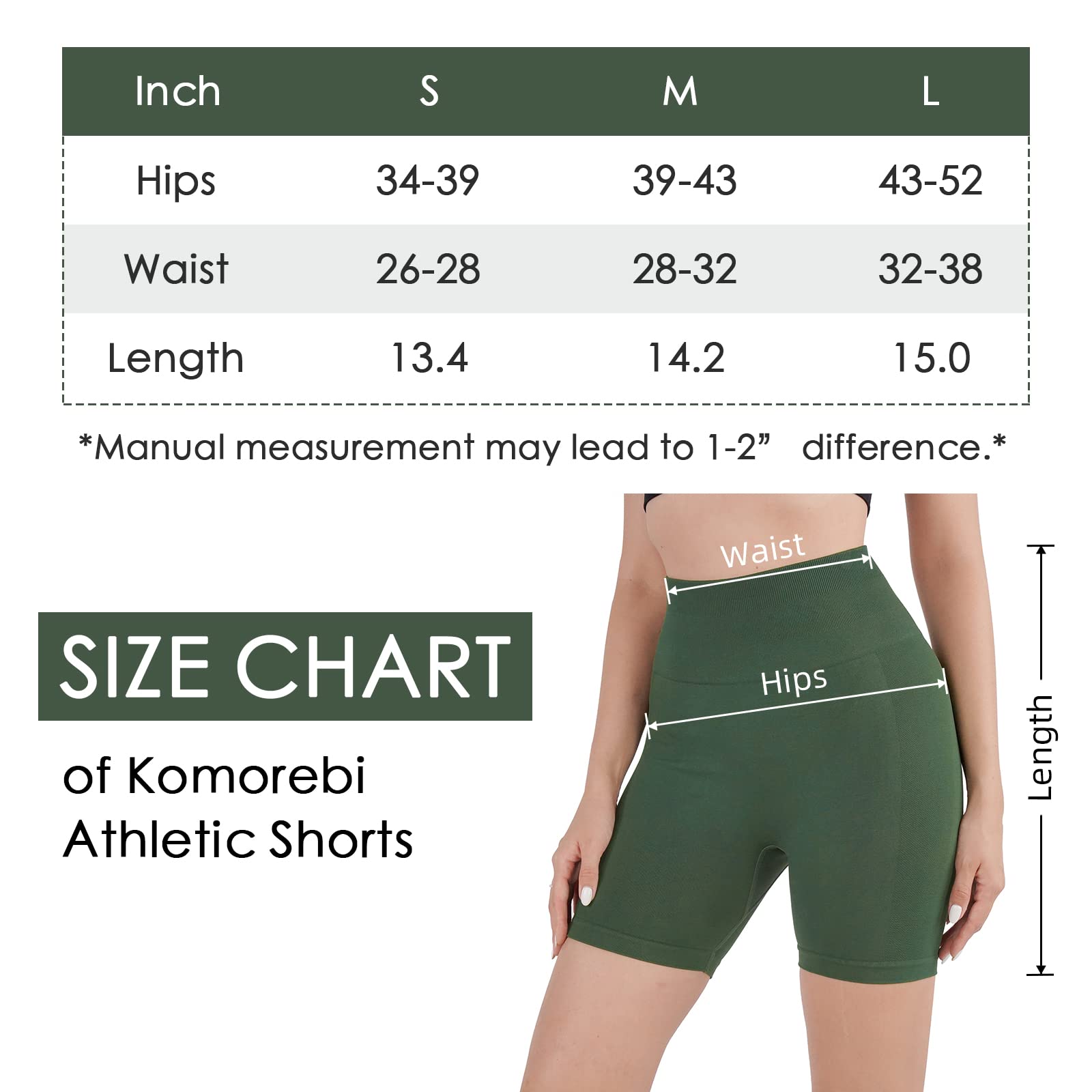 Komorebi Workout Shorts for Women High Waist Seamless Scrunch Butt Tummy Control Athletic Gym Biker Running Shorts Black