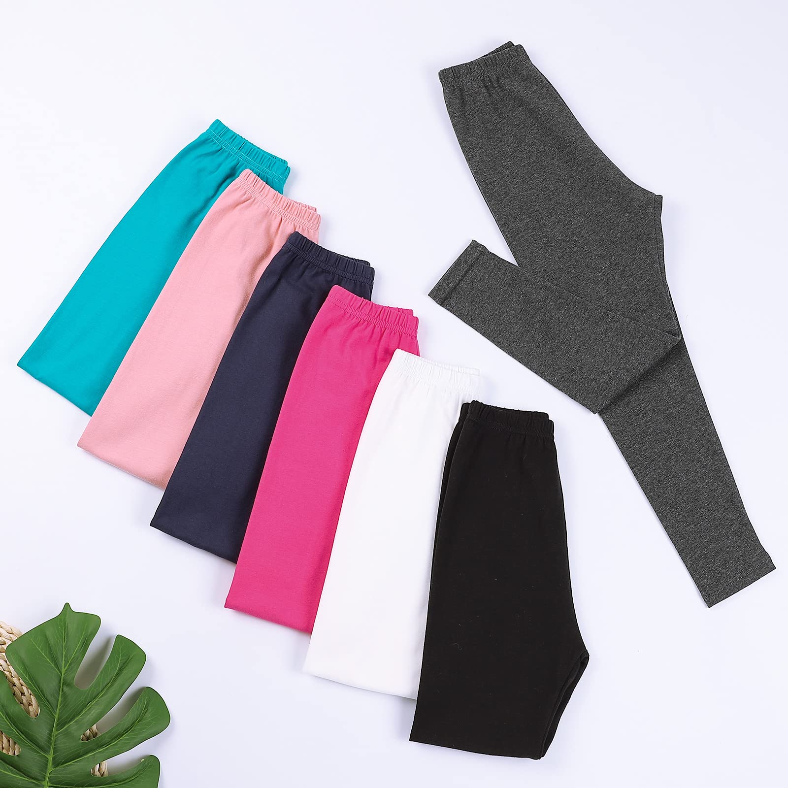 KEREDA 3 Pack Girls Leggings Toddler Full-Length Tights Knit Pants Size 9-10Y (Black,Red,Navy)