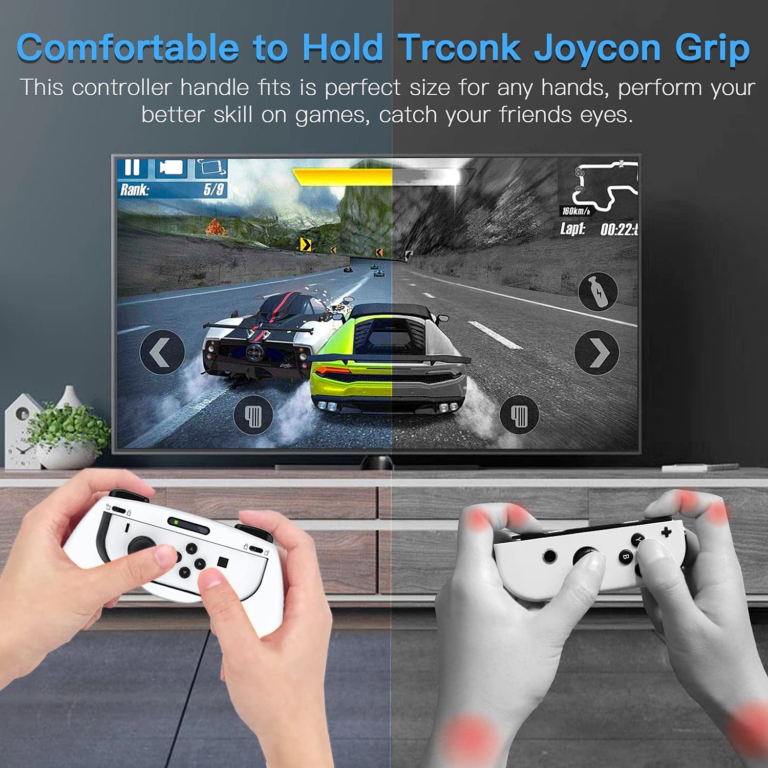 Joy Con Grip Compatible with Nintendo Switch, Ergonomic Nintendo Switch Hand Grip, Wear-Resistant Joy-con Handle for Switch, Controllers for Nintendo Switch Joy Con - Black and White(2 Packs)