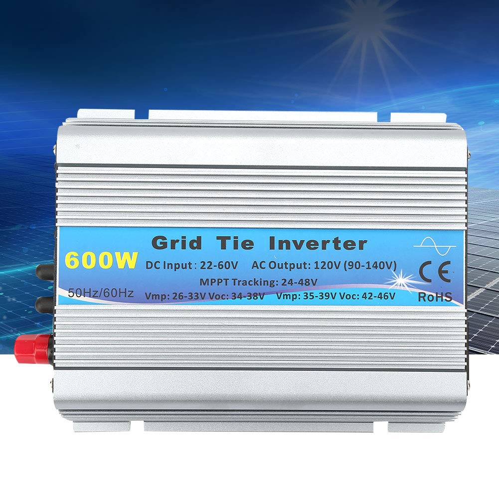 Household Solar Power Inverter DC 2260V Stackable Grid Tie Solar Inverter 600W Pure Sine Wave High Efficiency for Air Conditioners Home Theaters(AC 100120V)