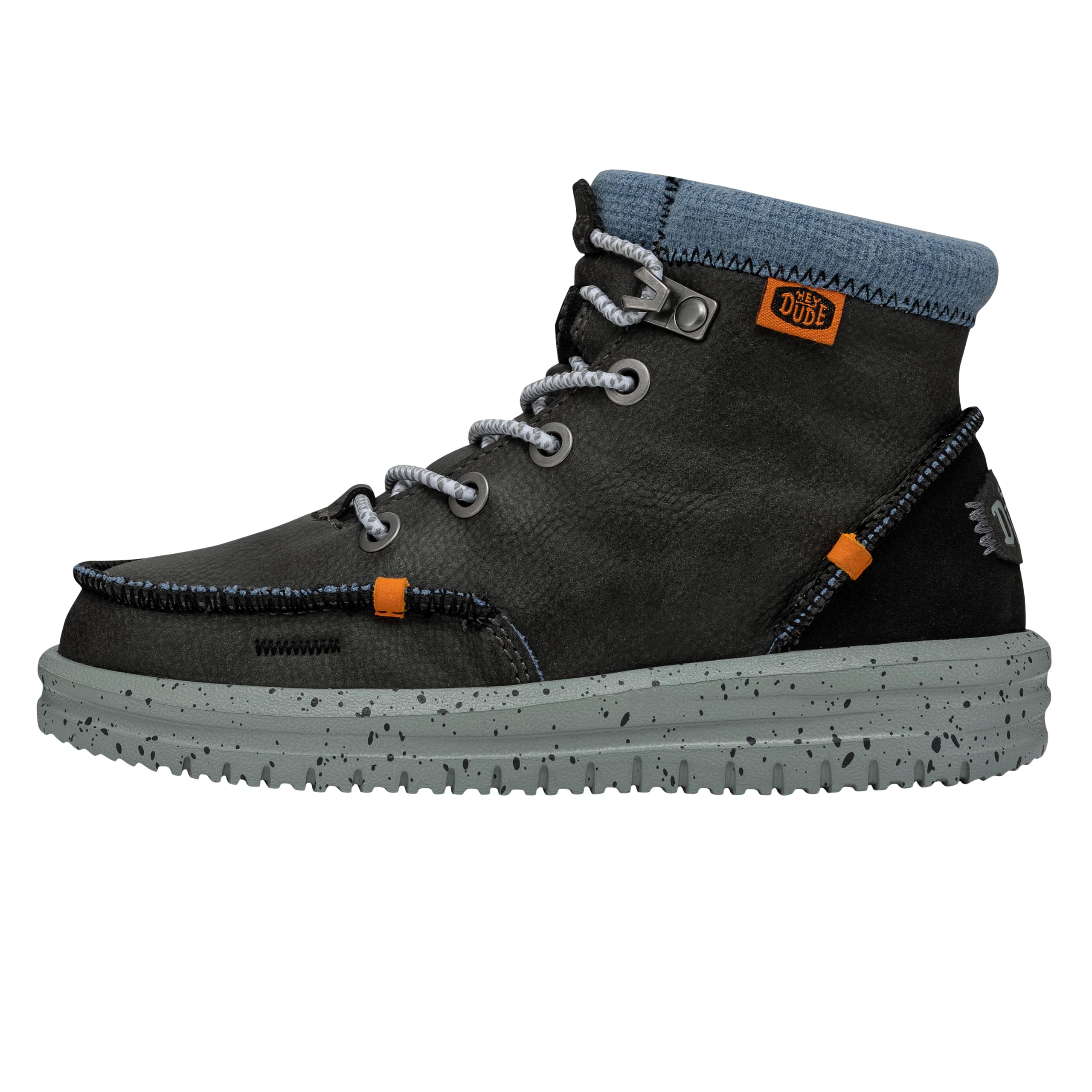Hey Dude Bradley Boot Youth Leather Black Size 2 | Kids Boots | Kids Pull on Boots | Comfortable & Light-Weight