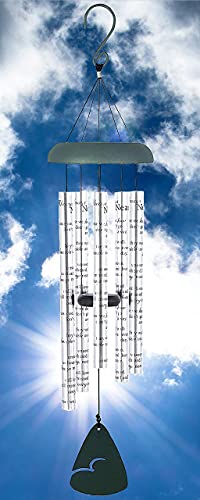 Memorial Wind Chimes Gift Set for Loss of a Loved one Silver 35" Long deep Tones Chimes Always Near Poem Remembrance/Memorial Chimes Gift Set, Sympathy Card and Gift Box Included