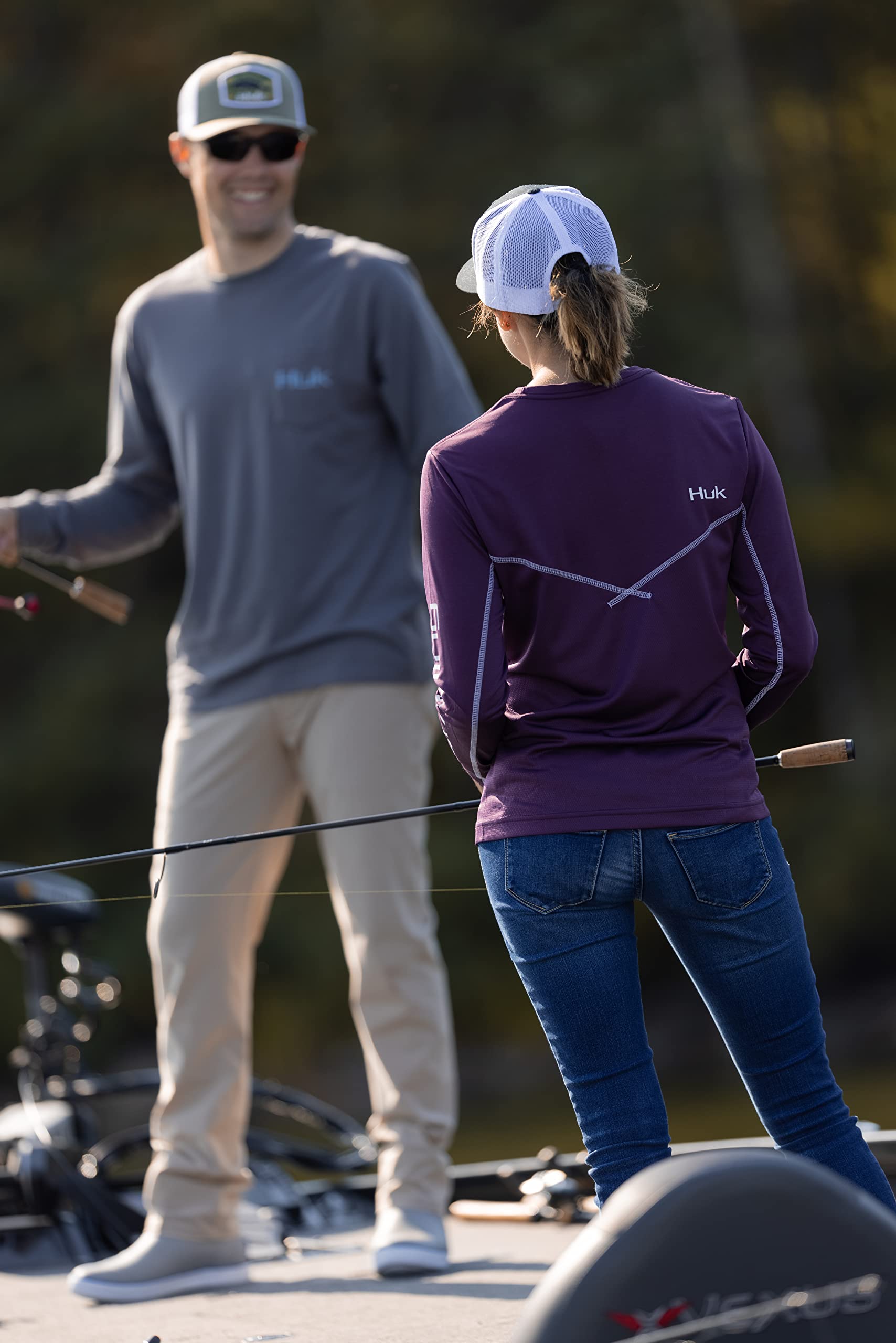 HUK Women's Standard Icon X Long Sleeve Fishing Shirt with Sun Protection, BlackBerry, Small