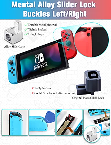 Joycon Joystick Replacement, 33 PCS Joycon Repair Kit, 4 Pack Joystick Analog Sticks Left/Right Thumb Sticks for Nintendo Switch Joy Con Controller, NS Repair Tool with Thumbstick Grips & Screws