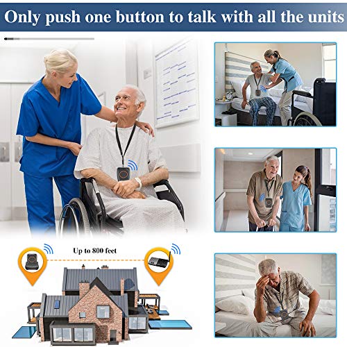 Hosmart Wireless Two-Way Conversation Caregiver Pager for Elderly Senior, Personal Alert Alarm,Call Button for Home Safety (Black)