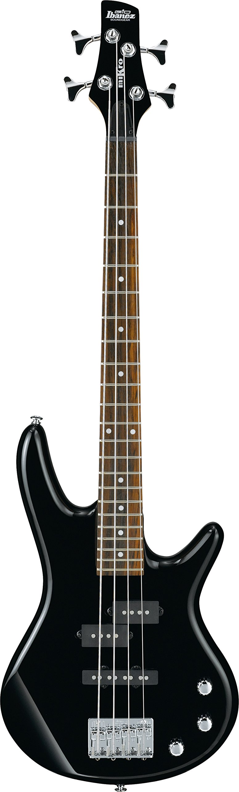 Ibanez GSRM 4 String Bass Guitar, Right Handed, Black (GSRM20BK) & Protec Guitar Strap with Leather Ends and Pick Pocket, Black