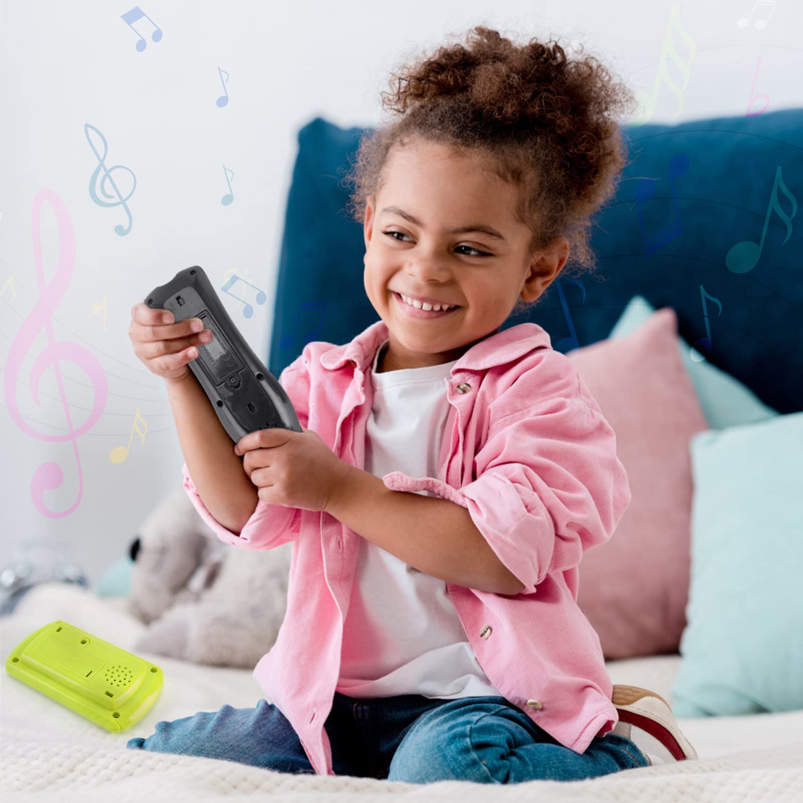 Liberty Imports 2 Pack My First TV Remote Control and Mobile Smartphone Kids Musical Toy Bundle Set - Realistic Music Learning Remote Phone Pretend Playset with Lights and Sounds