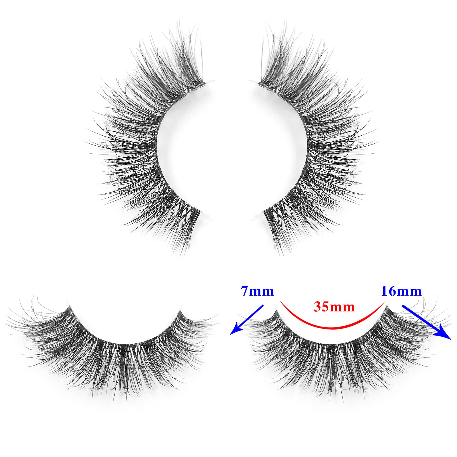 IFLOVEDEKD 10 Pairs 100% Handmade Fake Lashes Clear Band Fake Eyelashes 3D Wispy Lashes Fluffy Eye Lashes Natural Look Reusable Lashes Short Natural False Lashes Soft Mink Lashes Fluffy
