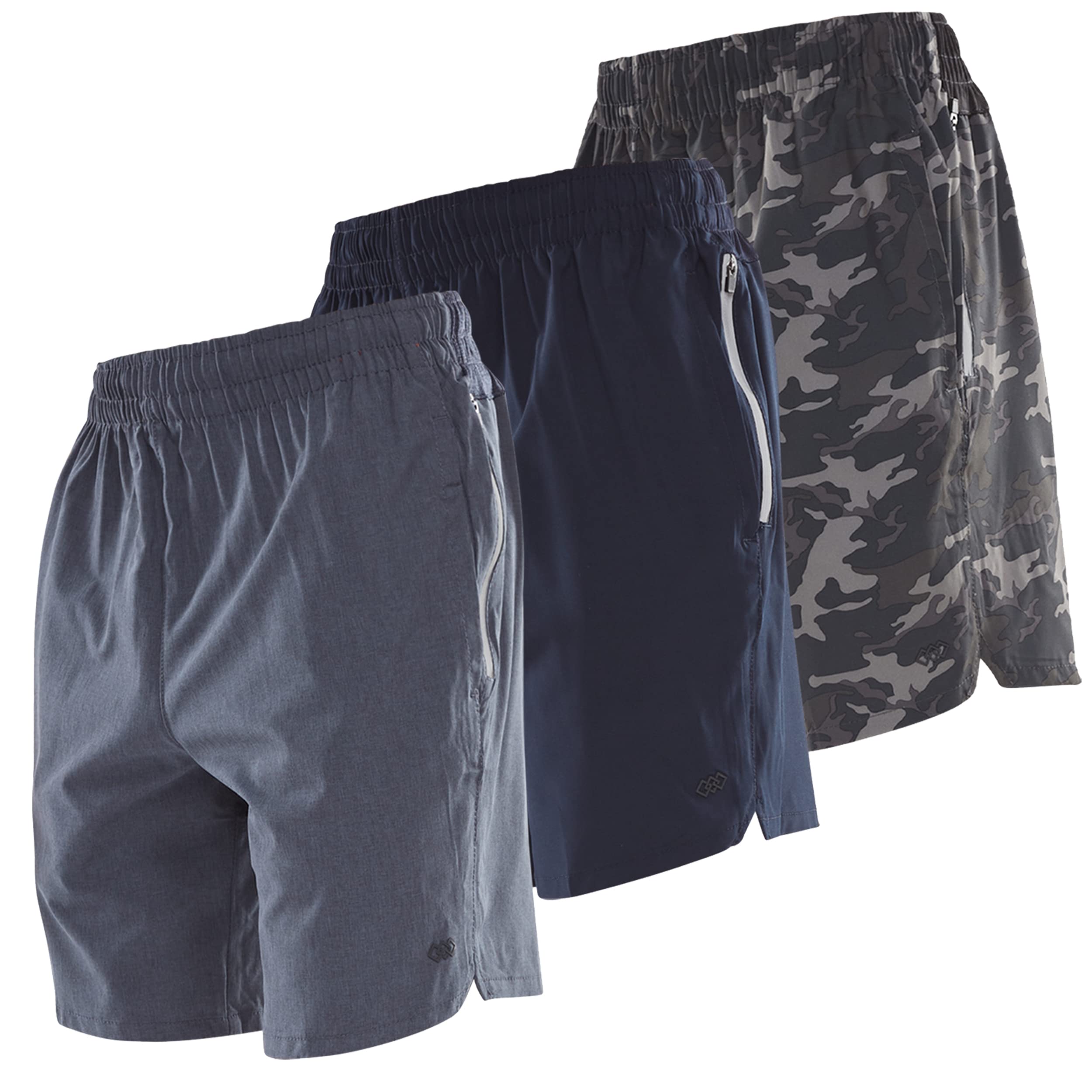 LEG3ND Mens Workout Shorts – 3 Pack Tech Running Quick Dry Gym Shorts with Zip Pockets