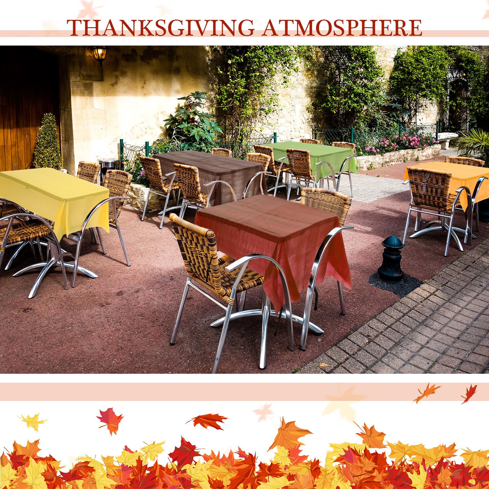Jinei 20 Pcs Fall Plastic Tablecloth Thanksgiving Party Disposable Tablecloths Bulk Orange Yellow and Brown Tablecloth Autumn Harvest Party Holiday Dining Home Decor, 54" x 108"