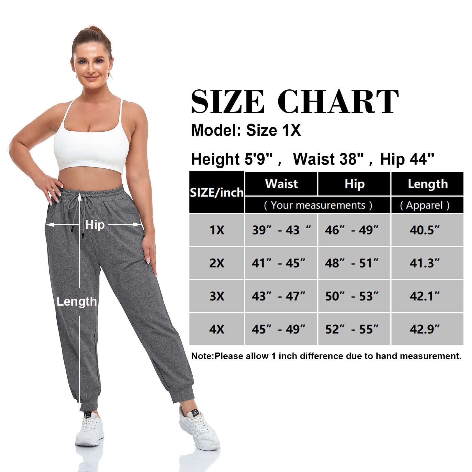 Heyitsmee Plus Size Pants for Women Active Casual Joggers Comfy Yoga Pants with Pockets Drawstring Workout Pants (2X, Dark Grey)