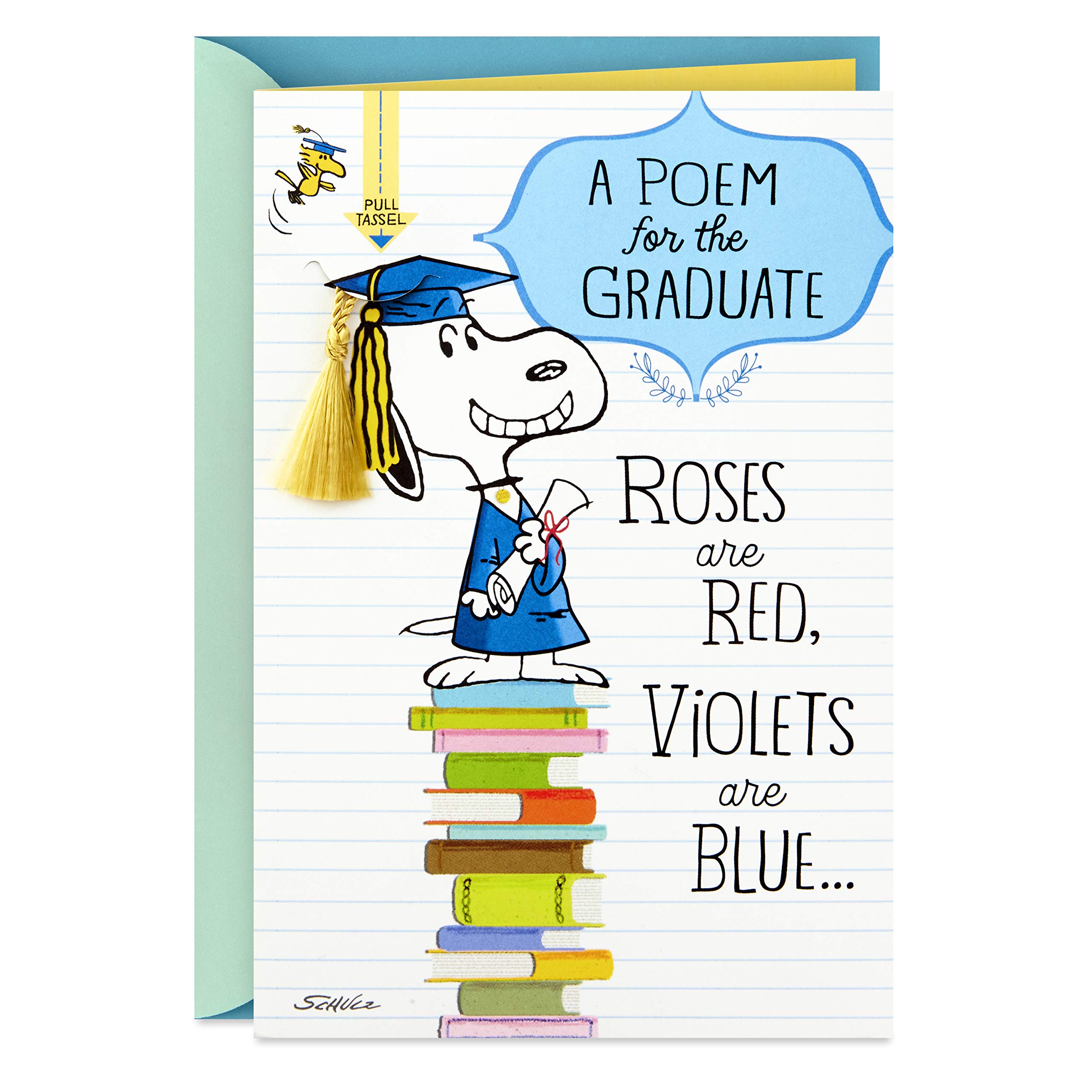 Hallmark Peanuts Graduation Card with Sound (Snoopy, Cap and Gown) & Signature Graduation Card (Every End Is a Beginning Ralph Waldo Emerson Quote)