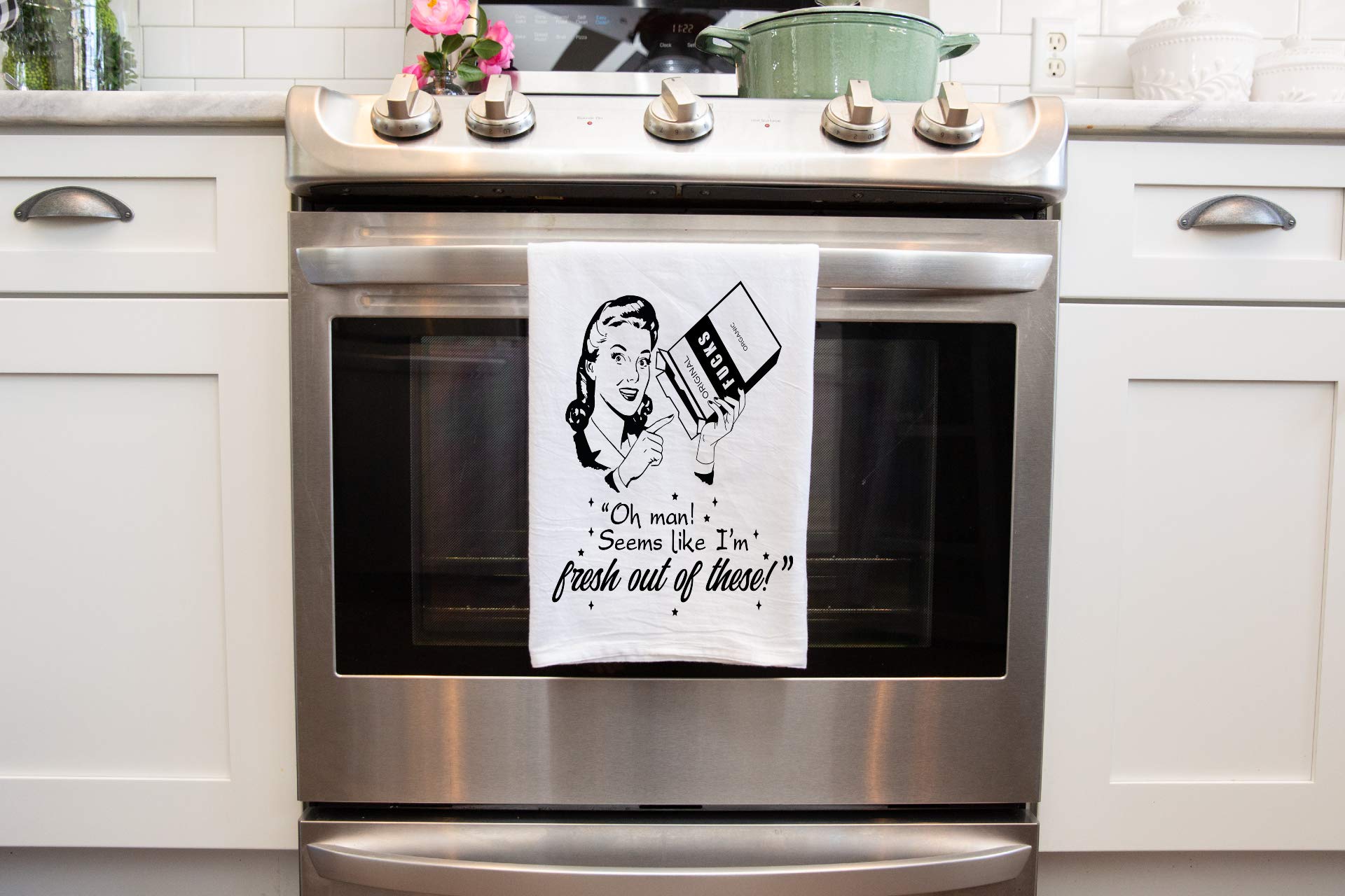 Le vélo Funny Kitchen Towel, Funny Dish Towel, Funny Hand Towel, Fun Kitchen Towels, Tea Towels Funny, with Sayings, Decorative, Cute, Sarcastic, Decor, Sassy, White, 27 inch x 27 inch