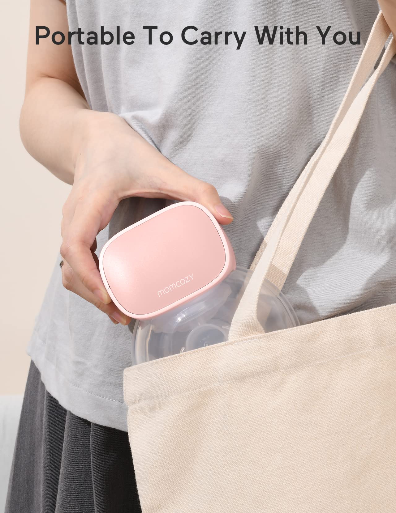 Momcozy Breastmilk Storing Bags with Temp-Sensing 120pcs & Double Wearable Breast Pump, 24mm Pink