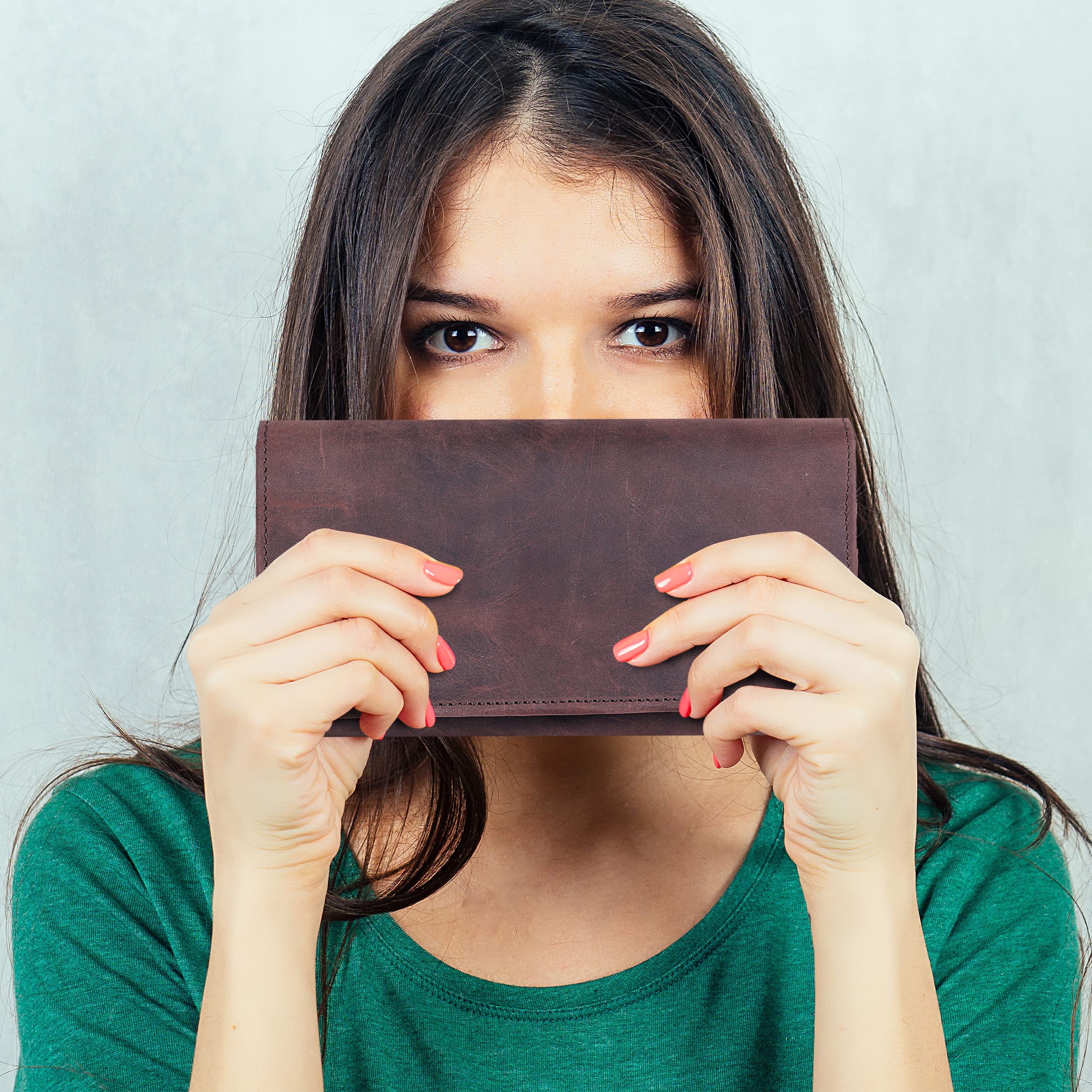 NeoMonte Leather Wallets for Women - RFID Blocking Wallet with 10 Credit Card Slots (Black)