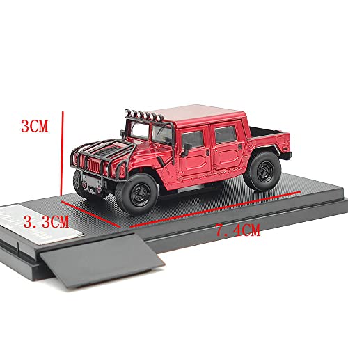 Master 1:64 for Hummer H1 Pickup Truck Diecast Toys Car Models Collection Gifts (MetallicRed)