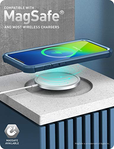 i-Blason Ares Case for iPhone 12 Pro Max 6.7 inch (2020 Release), Dual Layer Rugged Clear Bumper Case with Built-in Screen Protector (Blue)