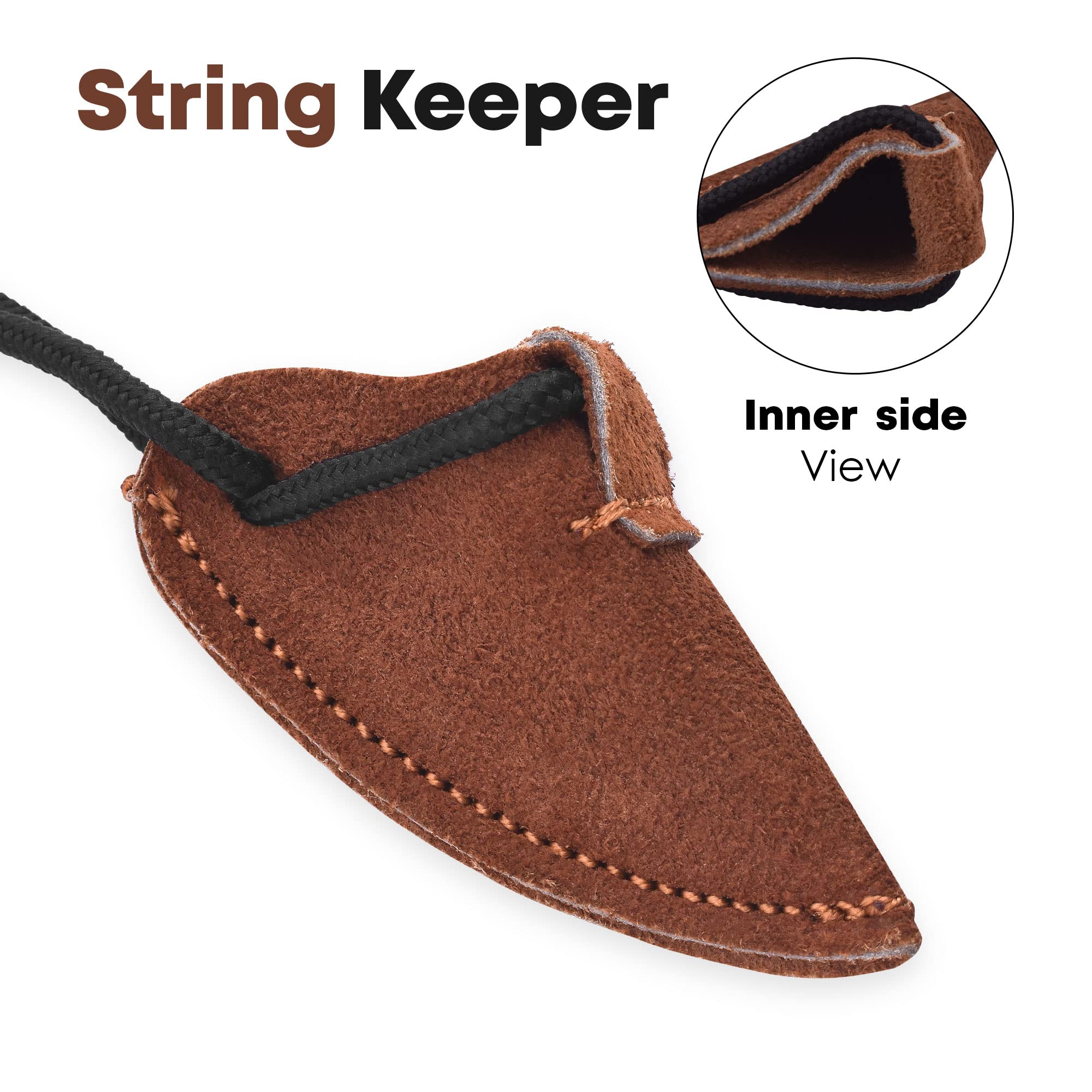 Leather Recurve Bow Stringers- Traditional Bow String Long Archery Tools Rope for Professionals Trainers and Beginners-TAN Color