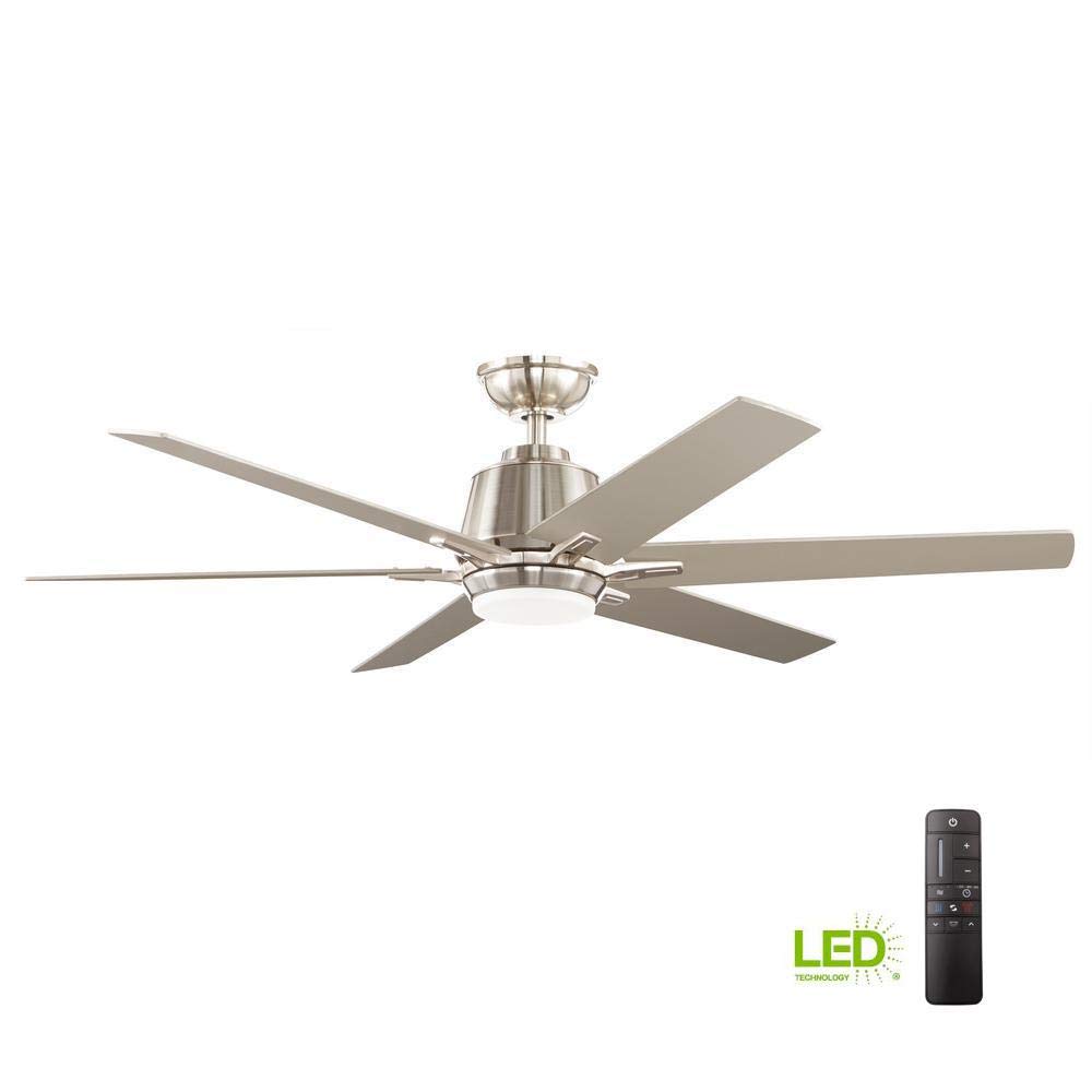 Home Decorators Collection Kensgrove 54 in. Integrated LED Indoor Brushed Nickel Ceiling Fan with Light Kit and Remote Control