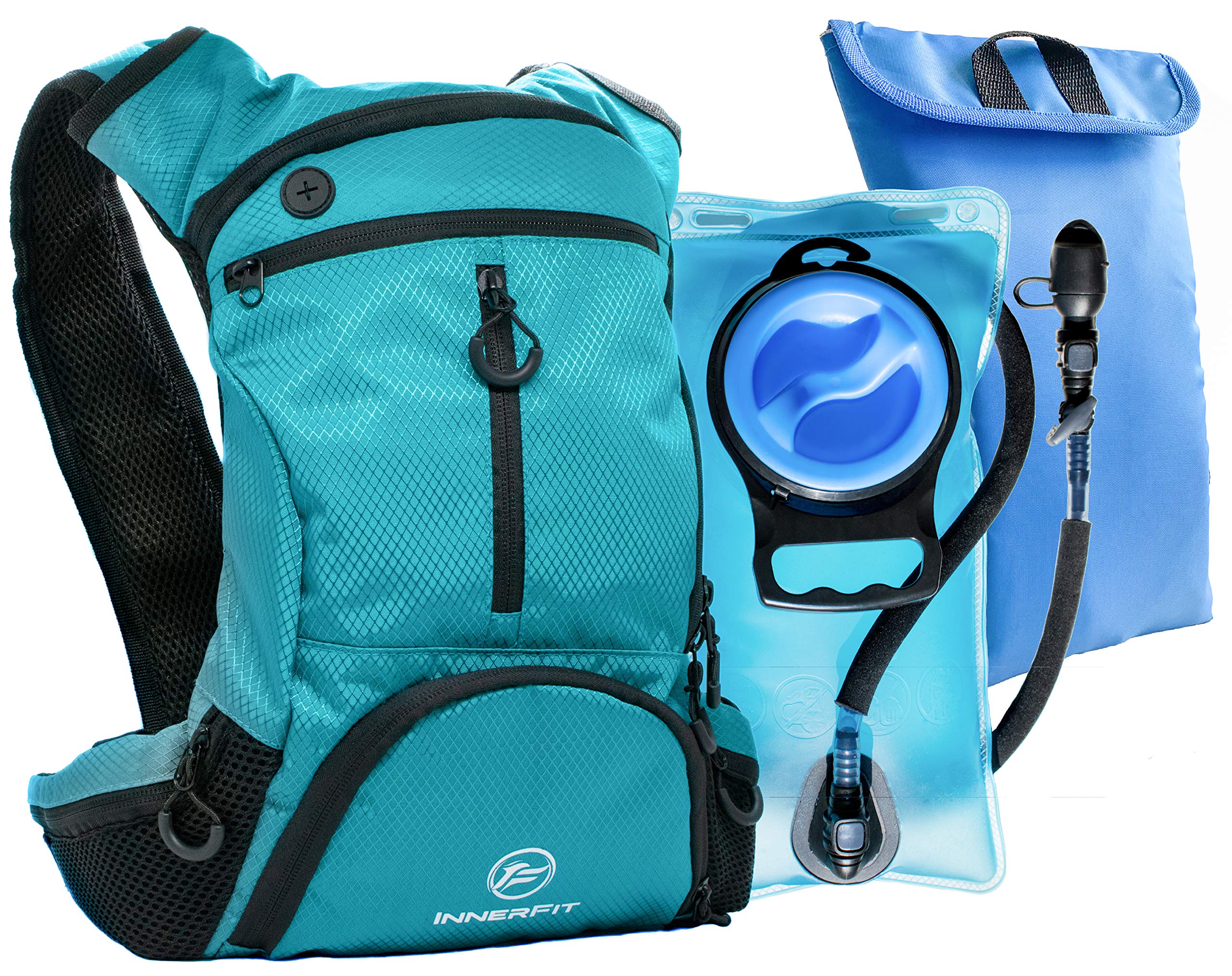 InnerFit Insulated Hydration Backpack and Water Bladder, Durable Camel Backpack Hydration Pack - Running, Hiking, Biking and Outdoor Activities - Lightweight Water Backpack (Turquoise)